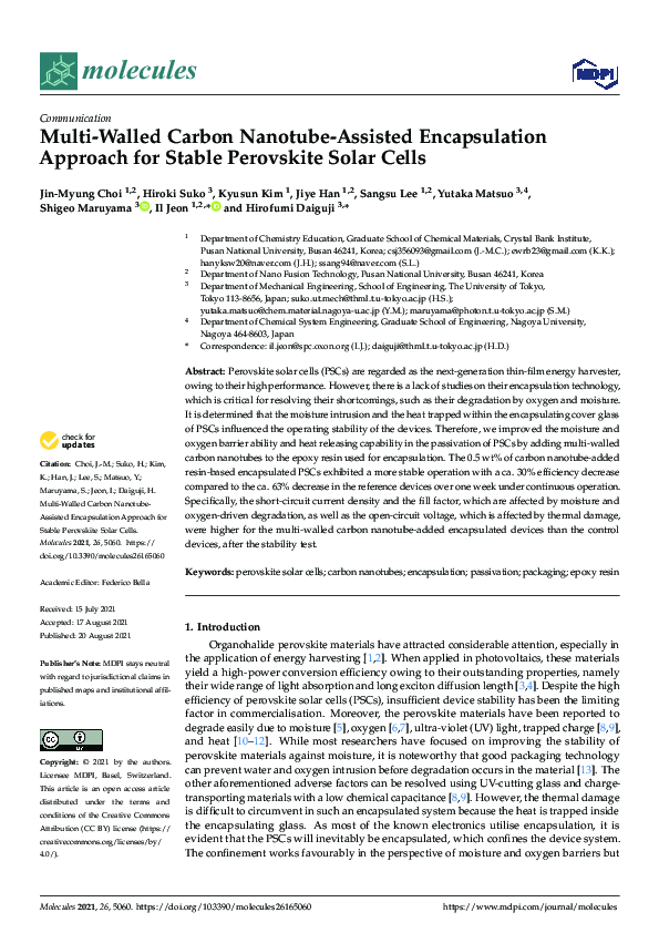 (PDF) Multi-Walled Carbon Nanotube-Assisted Encapsulation Approach for ...