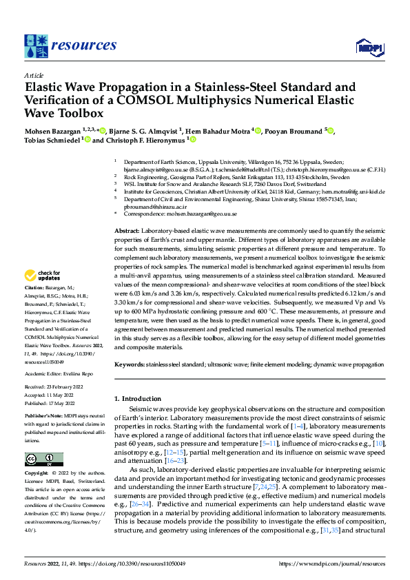 (PDF) Elastic Wave Propagation in a Stainless-Steel Standard and Verification of a COMSOL ...