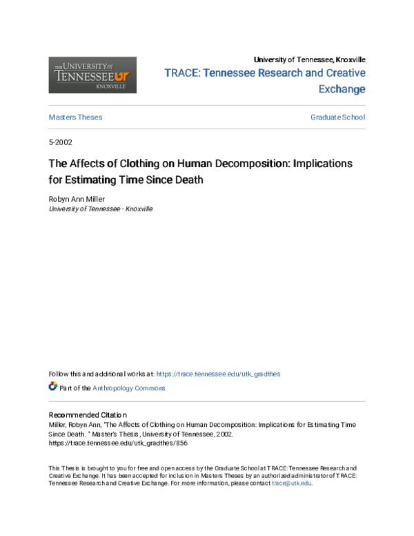 (PDF) The affects of clothing on human decomposition : implications for ...