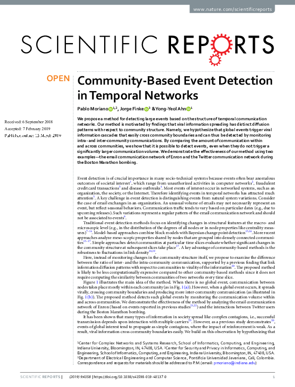 (PDF) Community-Based Event Detection in Temporal Networks