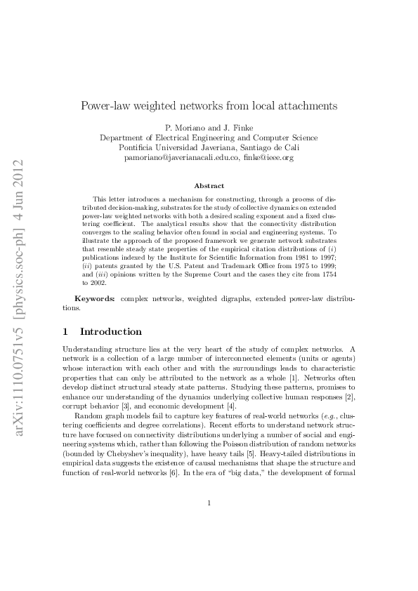(PDF) Power-law weighted networks from local attachments