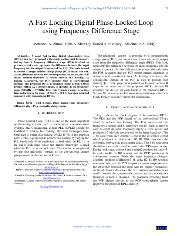 (PDF) Fast-Locking Digital Phase-Locked Loop Design