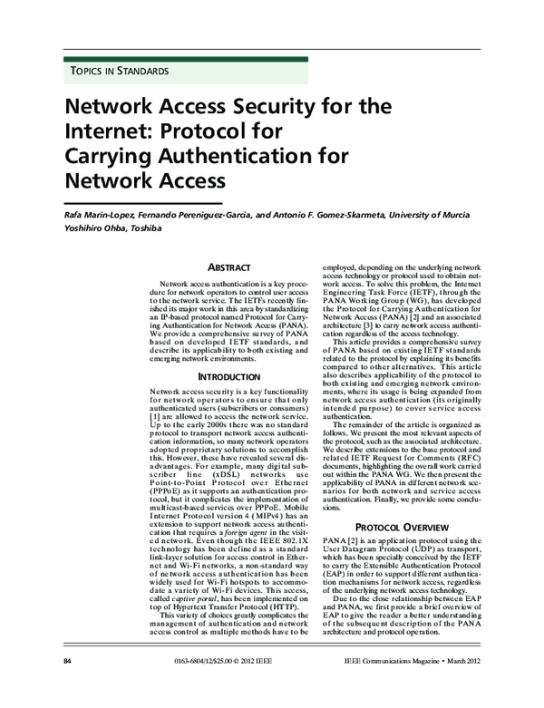 (PDF) Network access security for the internet: protocol for carrying ...