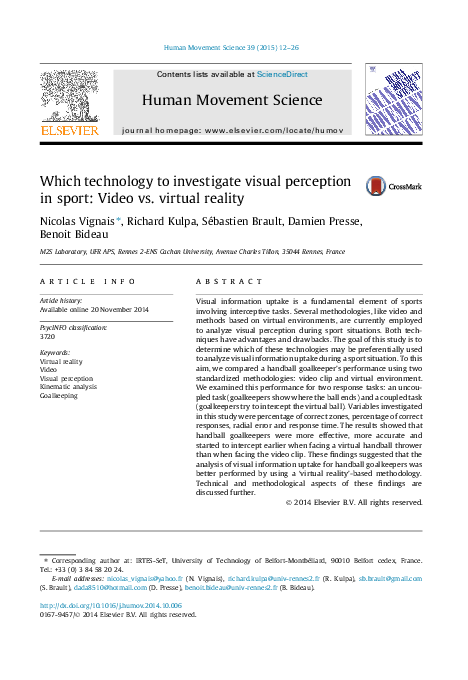 (PDF) Which technology to investigate visual perception in sport: video ...