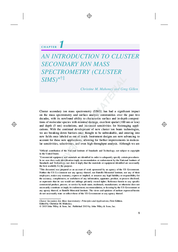 (PDF) An Introduction to Cluster Secondary Ion Mass Spectrometry ...