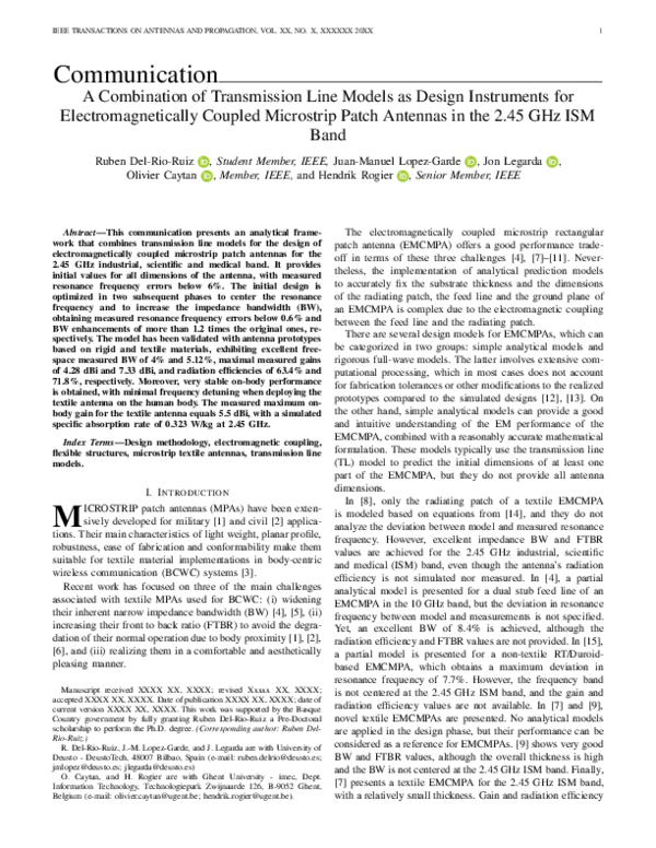 (PDF) A Combination of Transmission Line Models as Design Instruments ...