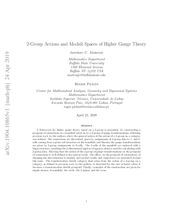 Pdf 2 Group Actions And Moduli Spaces Of Higher Gauge Theory