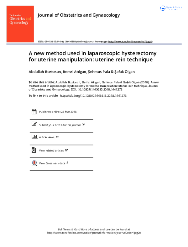 (PDF) A new method used in laparoscopic hysterectomy for uterine ...