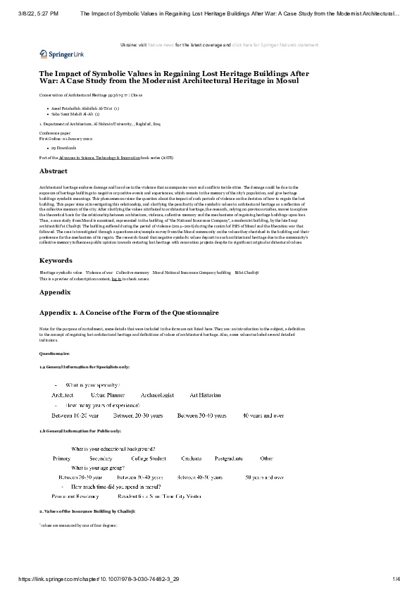 (PDF) The Impact of Symbolic Values in Regaining Lost Heritage ...