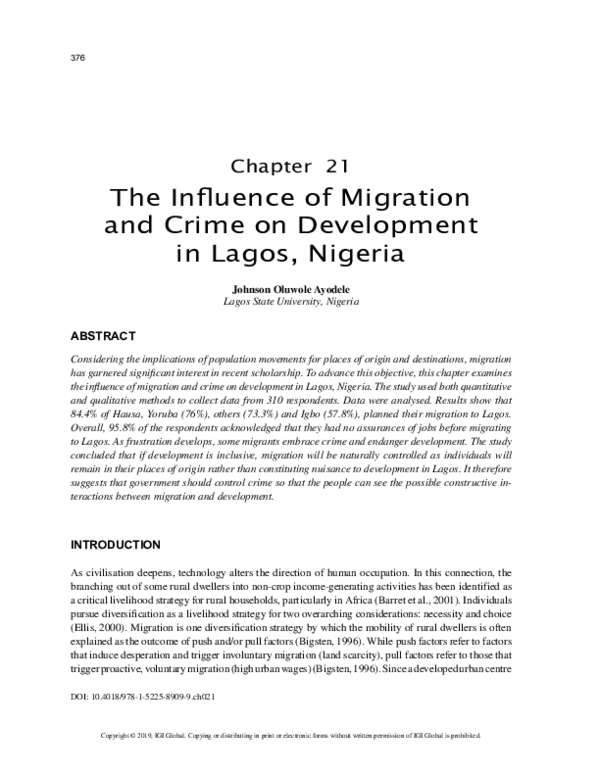 (PDF) The Influence of Migration and Crime on Development in Lagos, Nigeria
