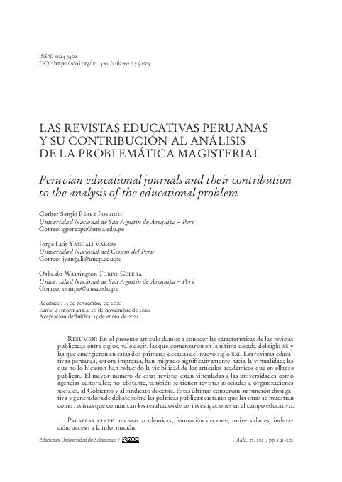 (PDF) Peruvian educational journals and their contribution to the ...