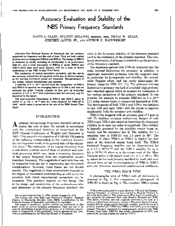(PDF) Accuracy Evaluation and Stability of the NBS Primary Frequency ...