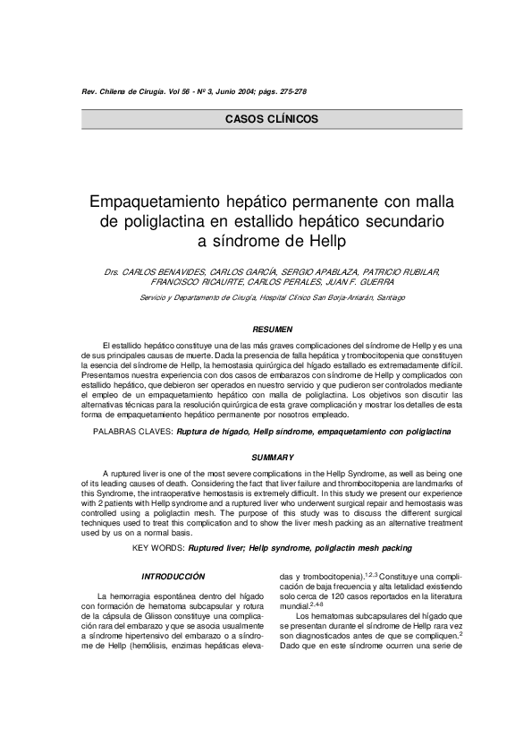 (PDF) Empaquetamiento hepático permanente con malla de poliglactina en ...