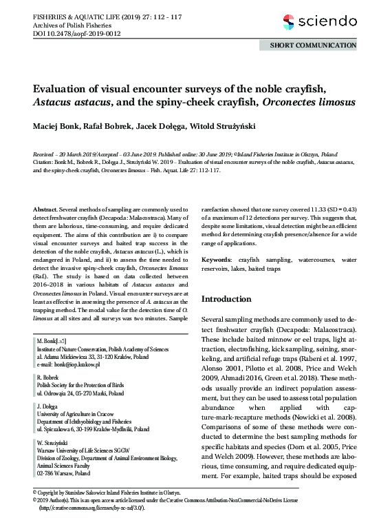 (PDF) Evaluation of visual encounter surveys of the noble crayfish ...