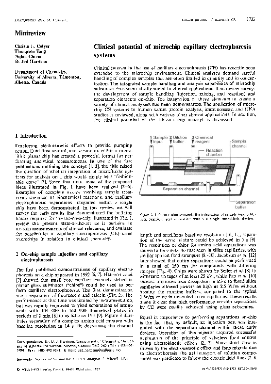 (PDF) Clinical potential of microchip capillary electrophoresis systems