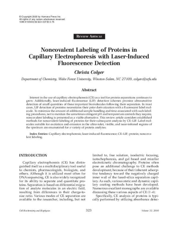 (PDF) Noncovalent Labeling of Proteins in Capillary Electrophoresis ...
