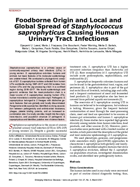 (PDF) Foodborne Origin and Local and Global Spread of Staphylococcus ...