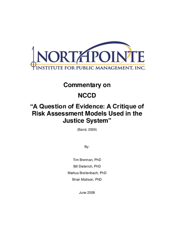 (PDF) Commentary on NCCD "A Question of Evidence: A Critique of Risk ...