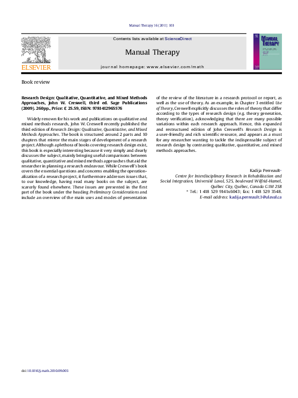 (PDF) Research Design: Qualitative, Quantitative, and Mixed Methods ...