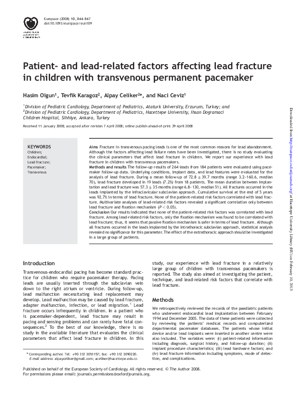(PDF) Patient- and lead-related factors affecting lead fracture in ...