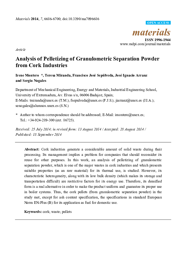 (PDF) Analysis of Pelletizing of Granulometric Separation Powder from ...