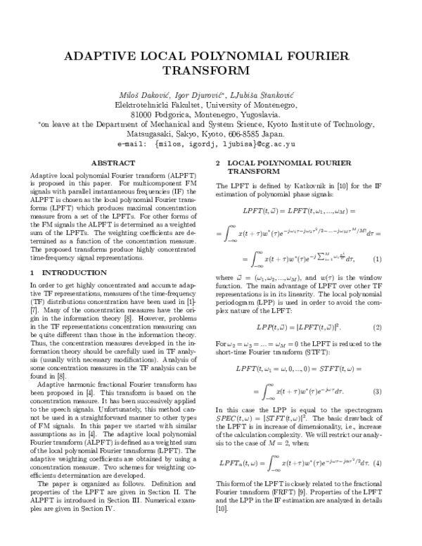 (PDF) Adaptive Local Polynomial Fourier Transform