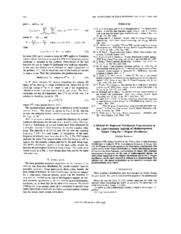 (PDF) A method for improved distribution concentration in the time-frequency analysis of ...