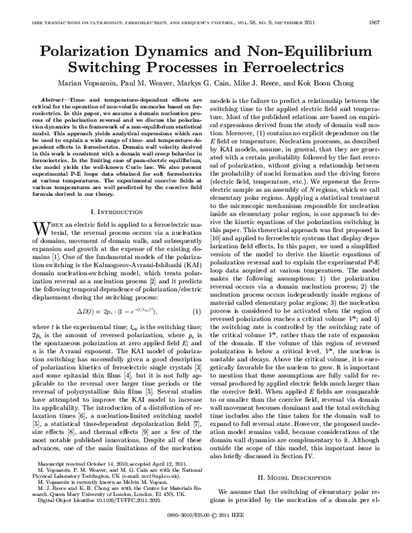 (PDF) Polarization dynamics and non-equilibrium switching processes in ...