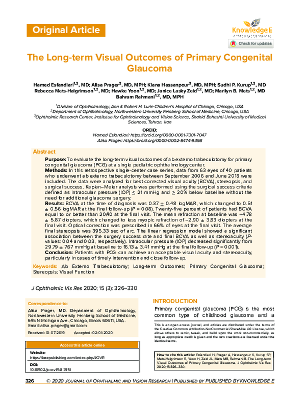 (PDF) The Long-term Visual Outcomes of Primary Congenital Glaucoma ...