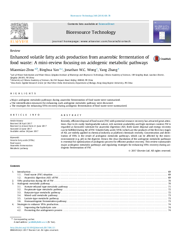 (PDF) Enhanced volatile fatty acids production from anaerobic ...