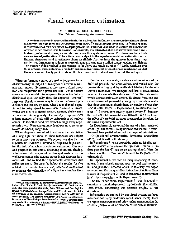 (PDF) Visual orientation estimation