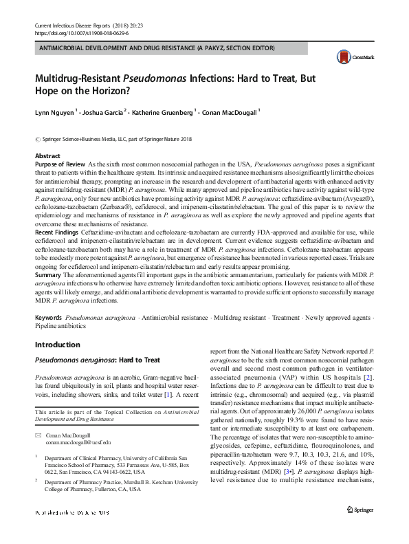(PDF) Multidrug-Resistant Pseudomonas Infections: Hard to Treat, But ...