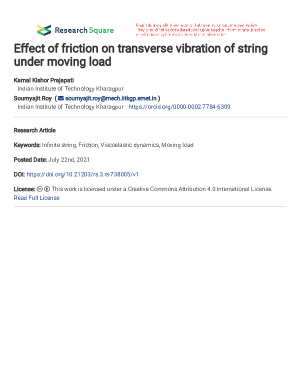 (PDF) Effect of friction on transverse vibration of string under moving ...