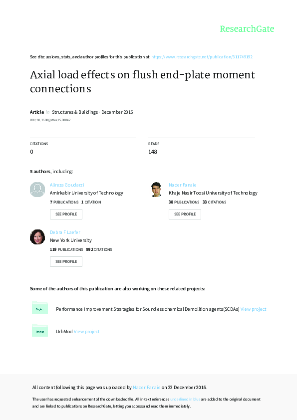 (PDF) Axial load effects on flush end-plate moment connections