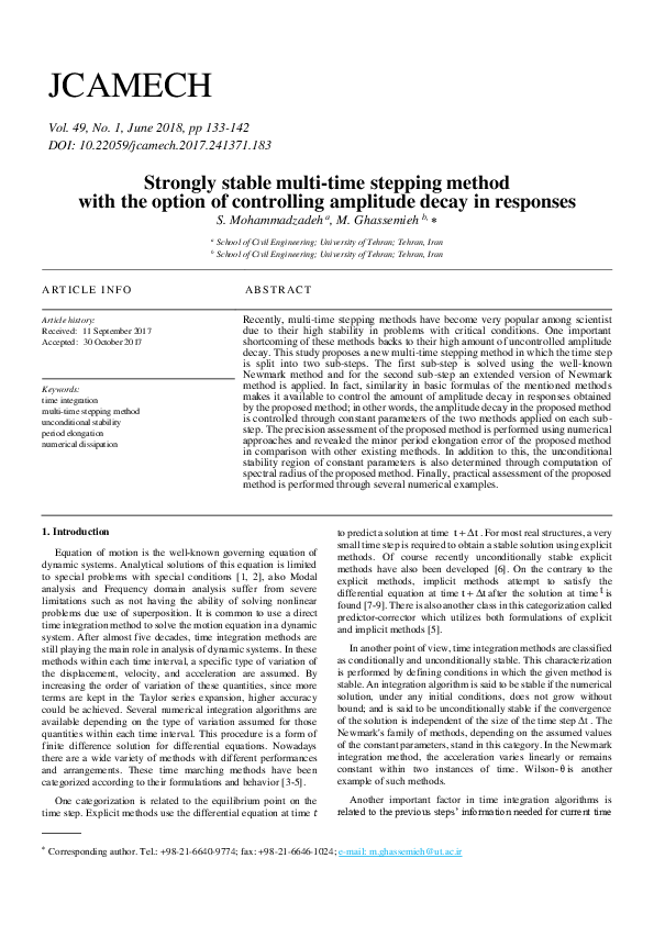 (PDF) Structure-dependent improved Wilson-θ method with higher order of accuracy and ...