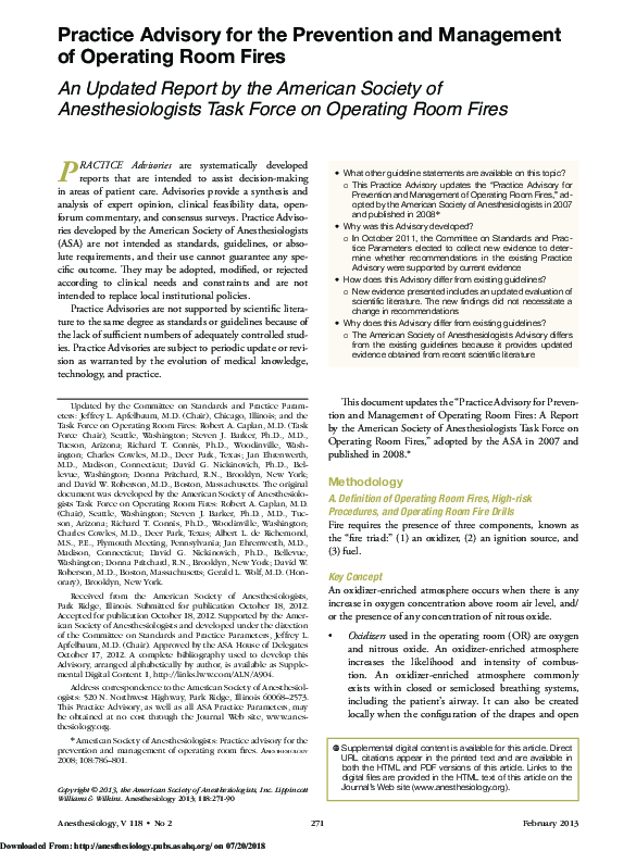 (PDF) Practice Advisory for the Prevention and Management of Operating ...