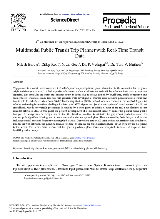 (PDF) Multimodal Public Transit Trip Planner with Real-time Transit Data