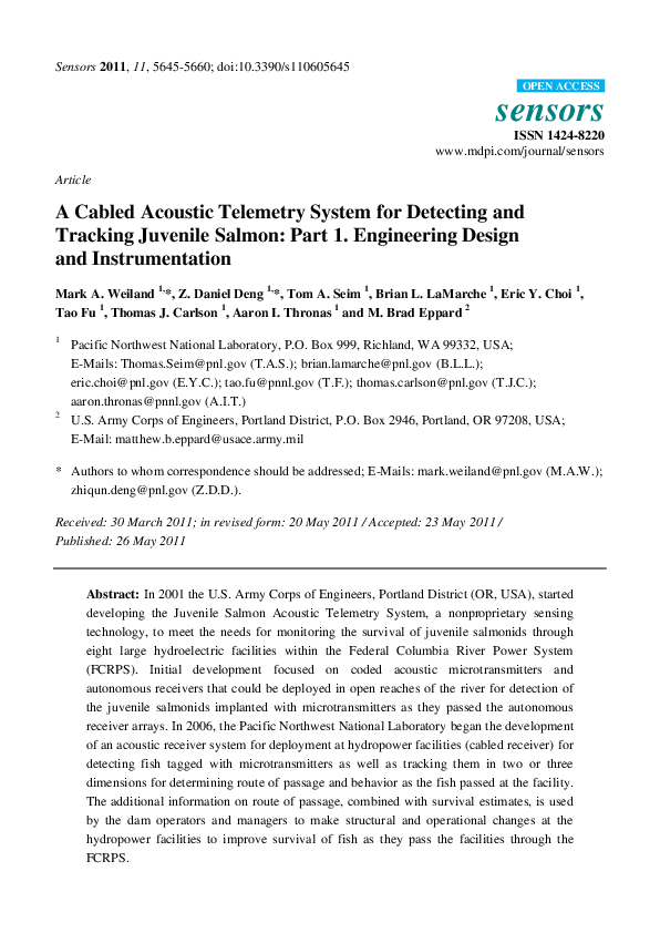 (PDF) A cabled acoustic telemetry system for detecting and tracking ...