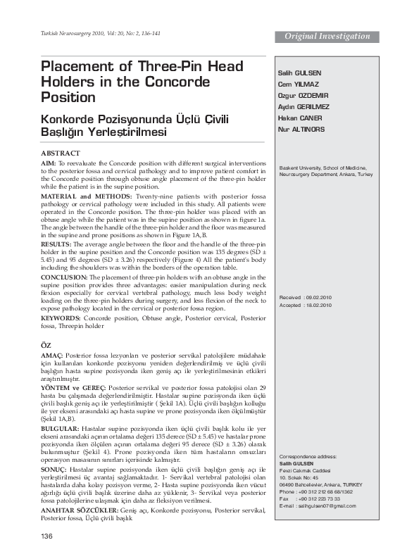 (PDF) Placement of three-pin head holders in the concorde position
