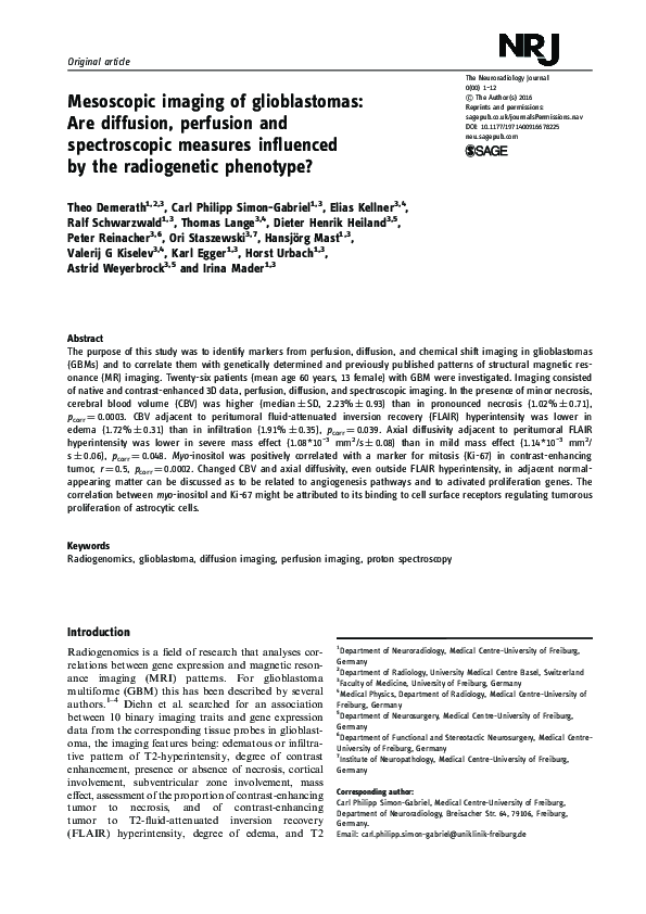 (PDF) Mesoscopic imaging of glioblastomas: Are diffusion, perfusion and ...