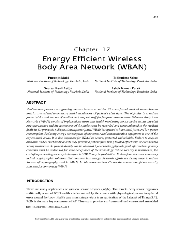 (PDF) Energy Efficient Wireless Body Area Network (WBAN)