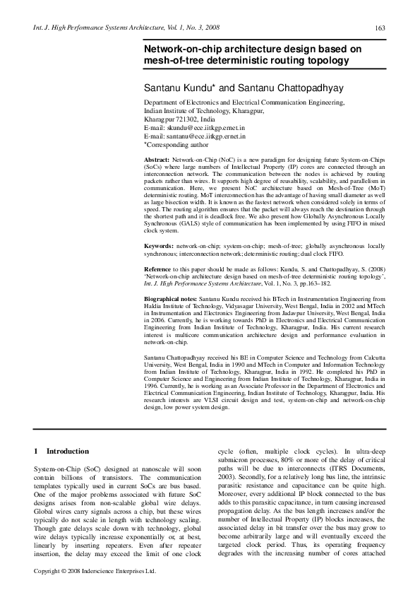 Pdf Network On Chip Architecture Design Based On Mesh Of Tree Deterministic Routing Topology 9981