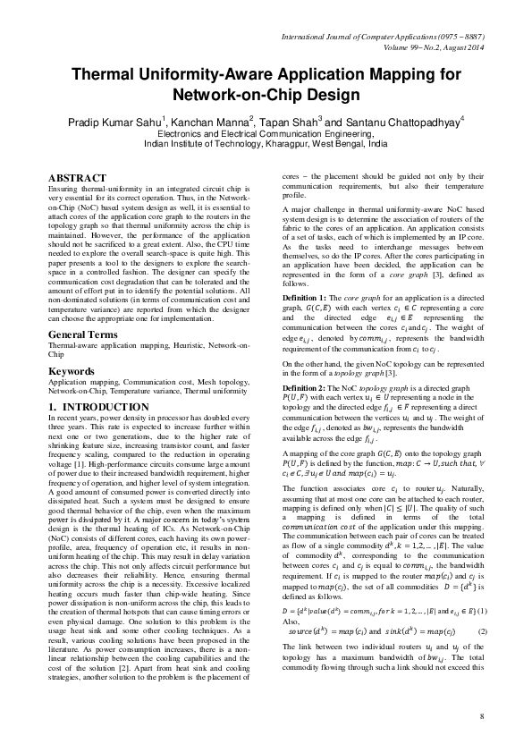 Pdf Thermal Uniformity Aware Application Mapping For Network On Chip Design