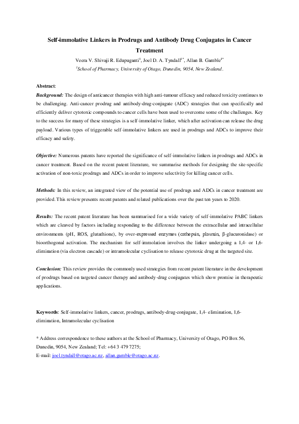 (PDF) Self-immolative Linkers in Prodrugs and Antibody Drug Conjugates ...