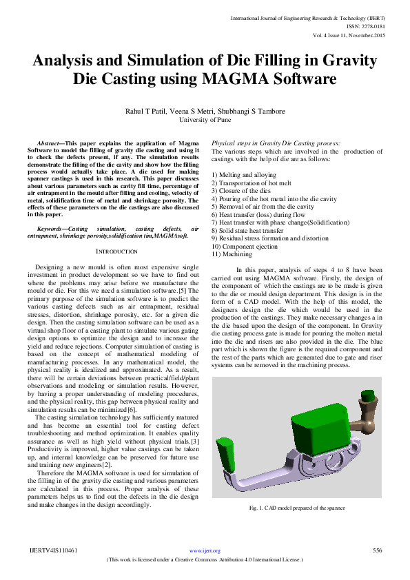 (PDF) Analysis and Simulation of Die Filling in Gravity Die Casting ...