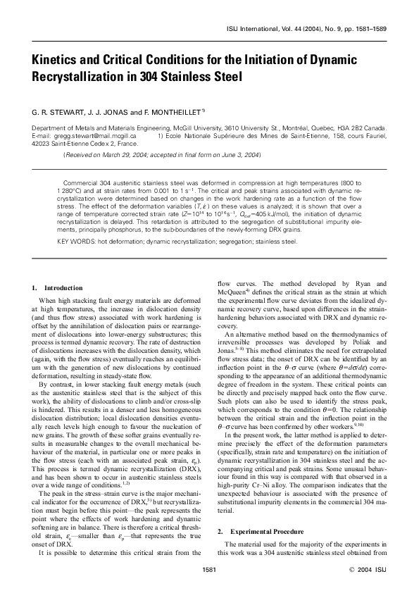 (PDF) Kinetics and Critical Conditions for the Initiation of Dynamic ...