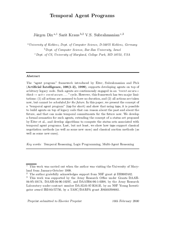 (PDF) Temporal agent programs