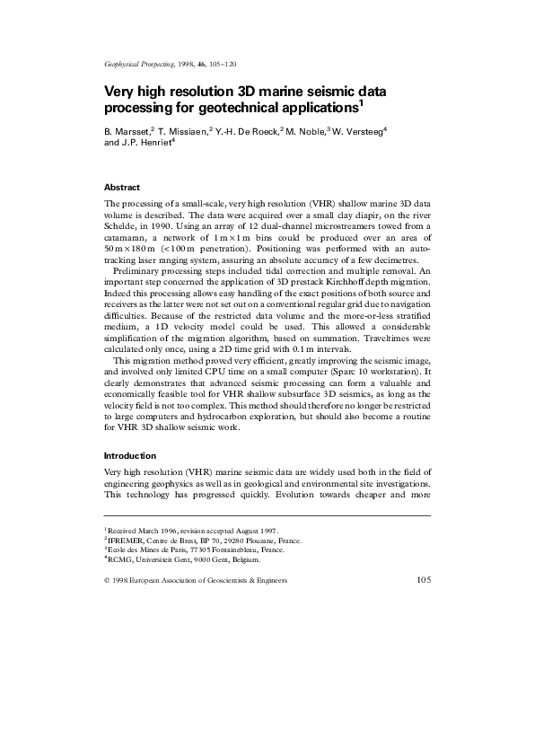 (PDF) Very high resolution 3D marine seismic data processing for ...