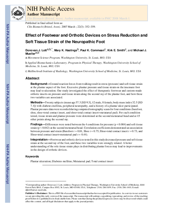 (PDF) Effect of footwear and orthotic devices on stress reduction and ...