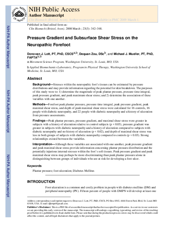 (PDF) Pressure gradient and subsurface shear stress on the neuropathic ...
